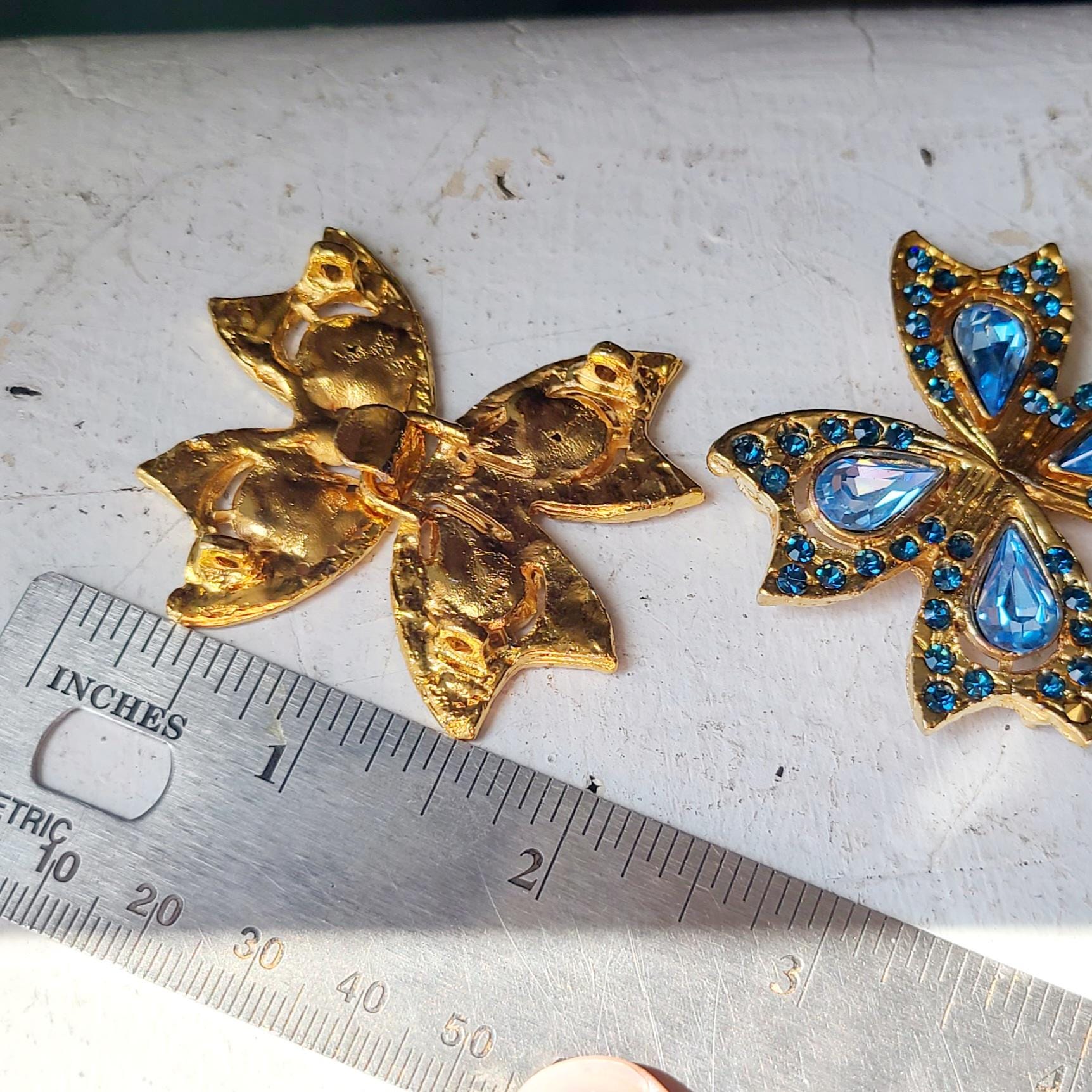 DIY Rhinestone Clasp, Blue Butterfly Double Strand Clasp, Antique ...