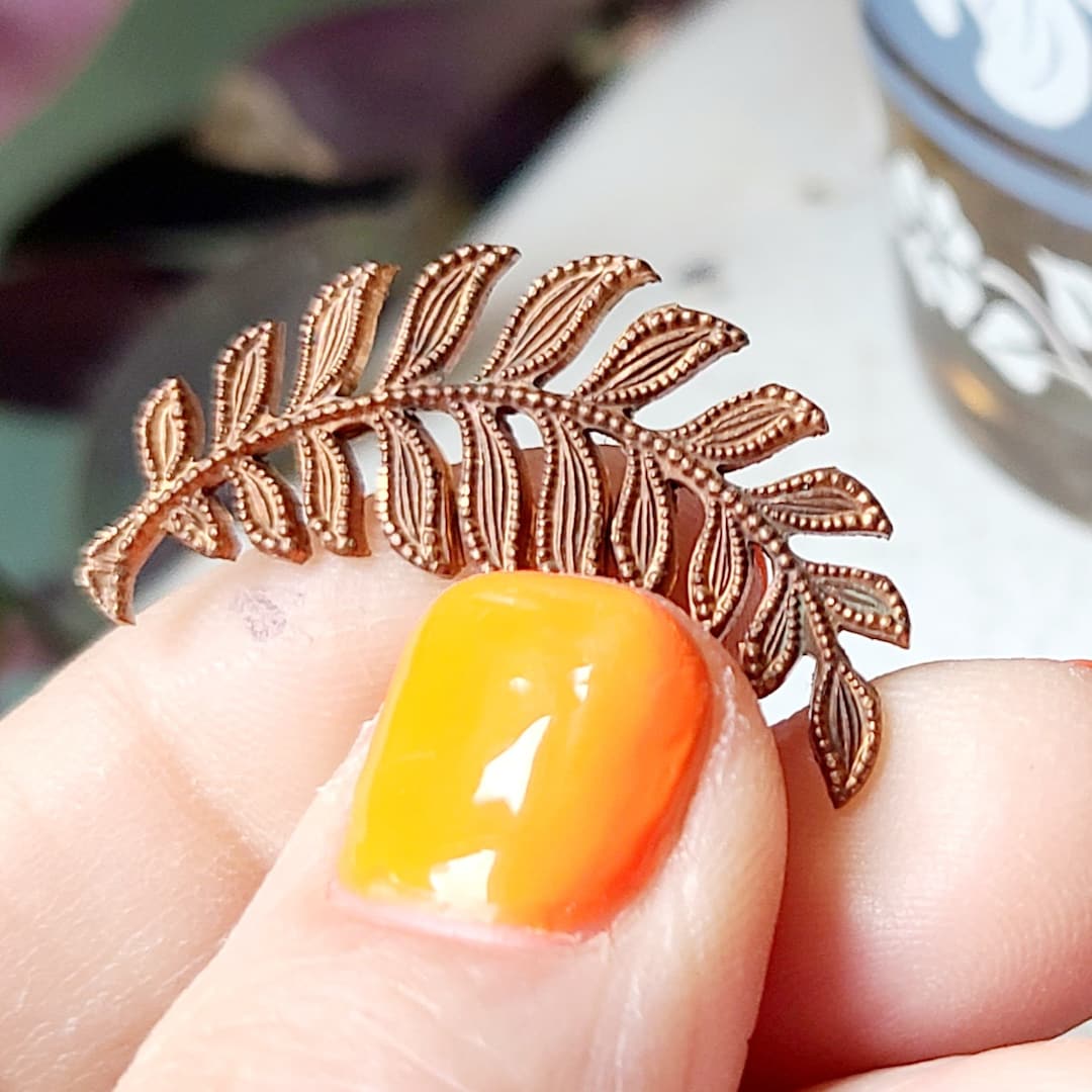 4 Vintage Copper Leaf Stampings, Heavy Stamping, French Style Heavy ...