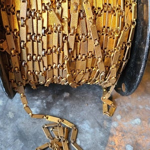 Vintage Brass Flat Bar Chain ~ Textured Bar Chain ~ Gold Plated Chain ...