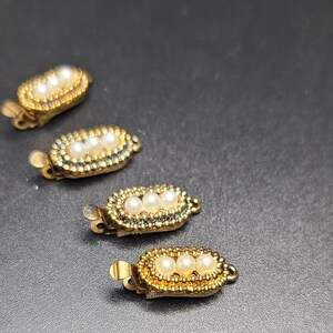 Classic Pearl Box Clasp, One Strand Box Clap, Gold Plate Rhinestone Box ...