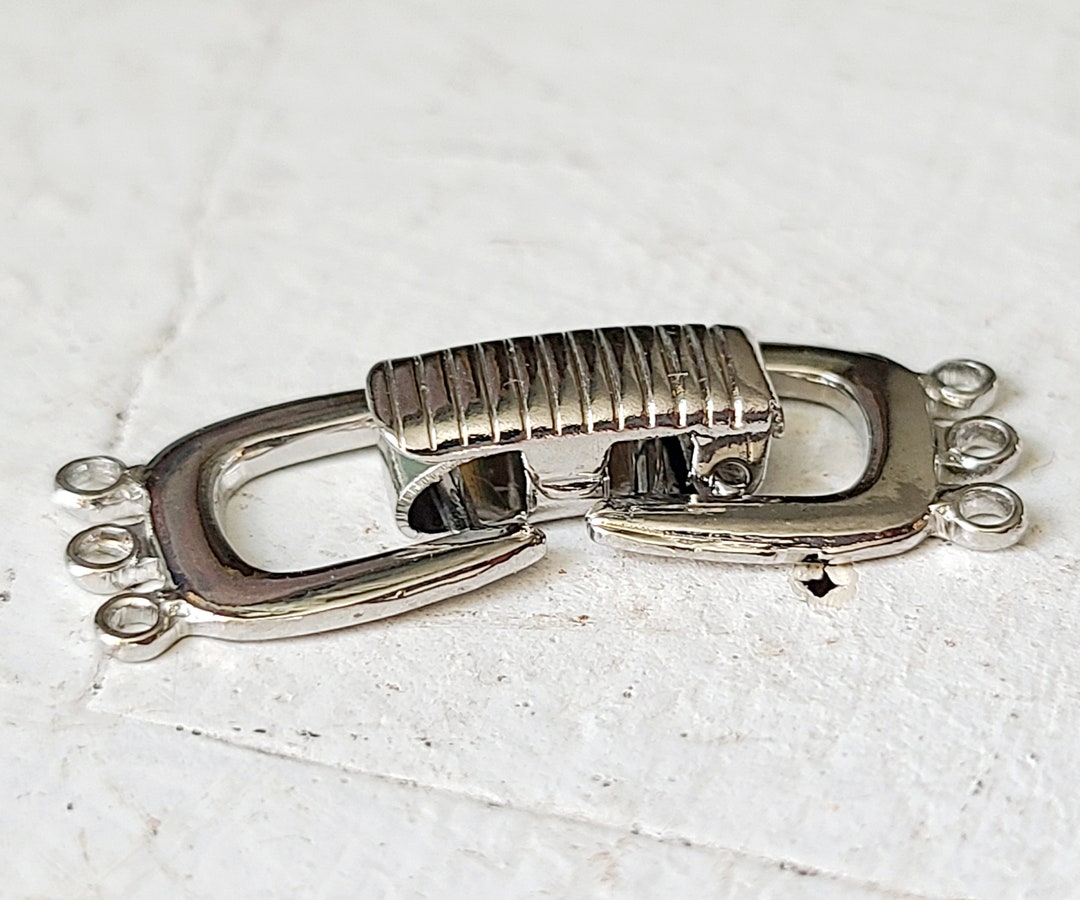 Silvertone Triple Strand Fold Over Alligator Clasp, 3 Strand Silver ...