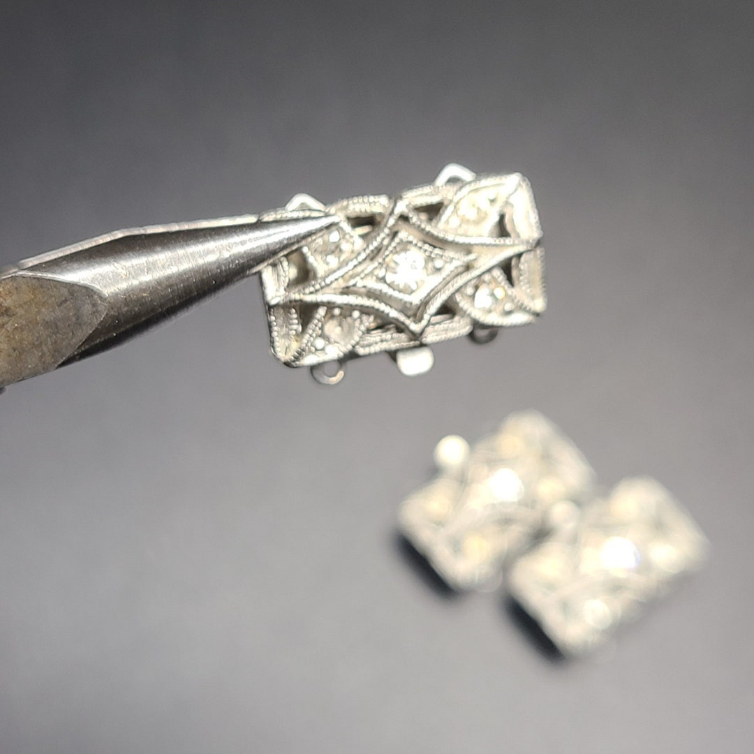 Vintage, Art Deco, Rhinestone Paste Box Clasp for Pearls or Beads ...