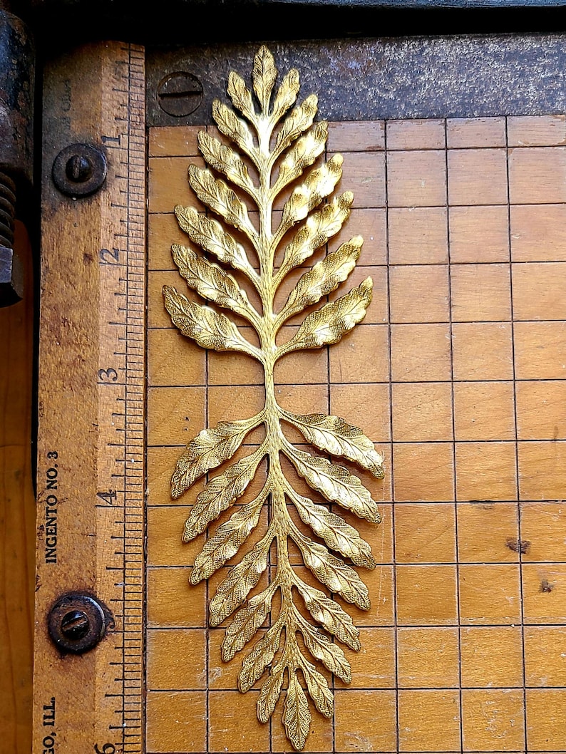 Extra Large, 6" Gold Leaf Stamping, Bracelet, Tiara, Vintage Gold ...