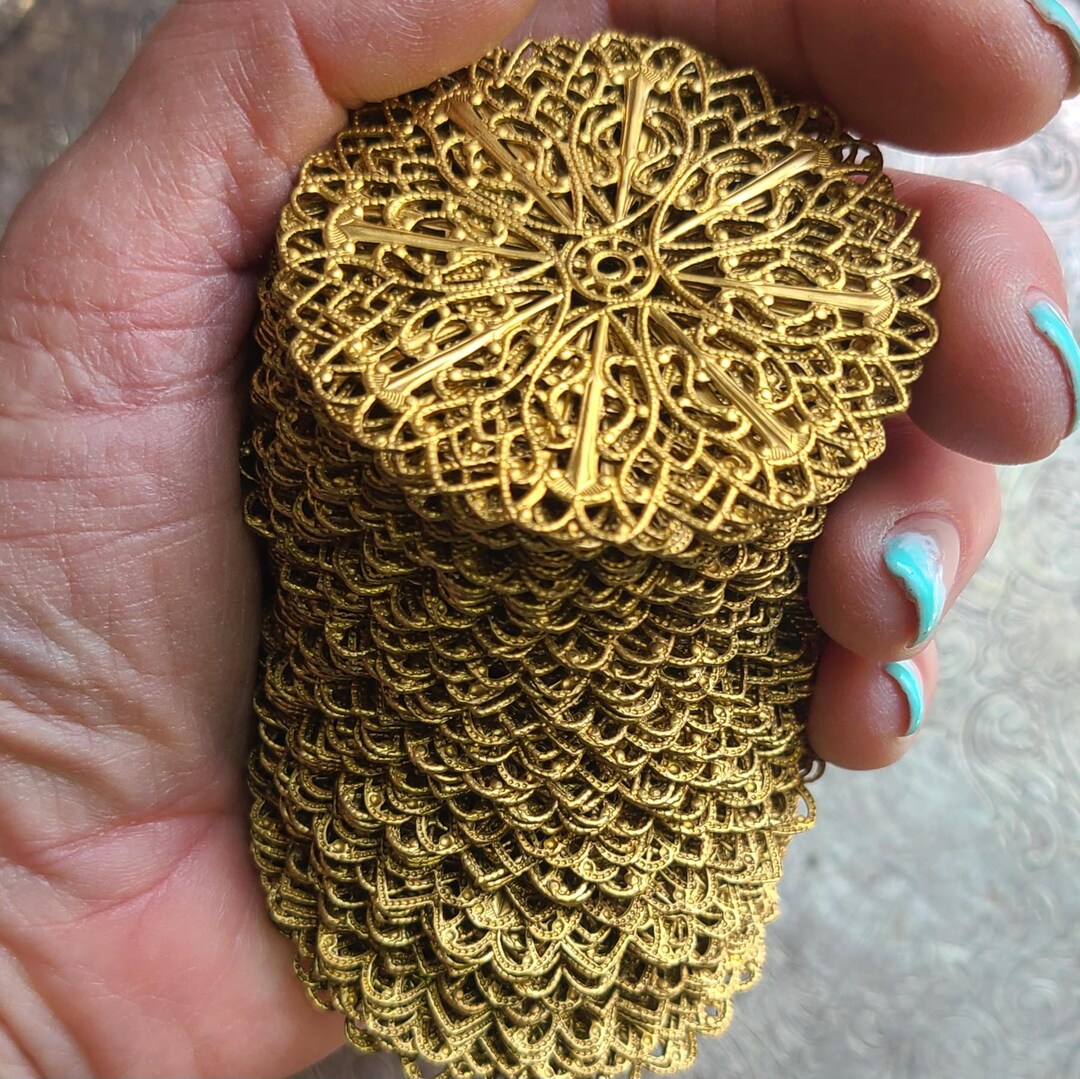 Miriam Haskell Fancy Filigree ~ ROUND Filigree Stamping ~ Brass Cross ...