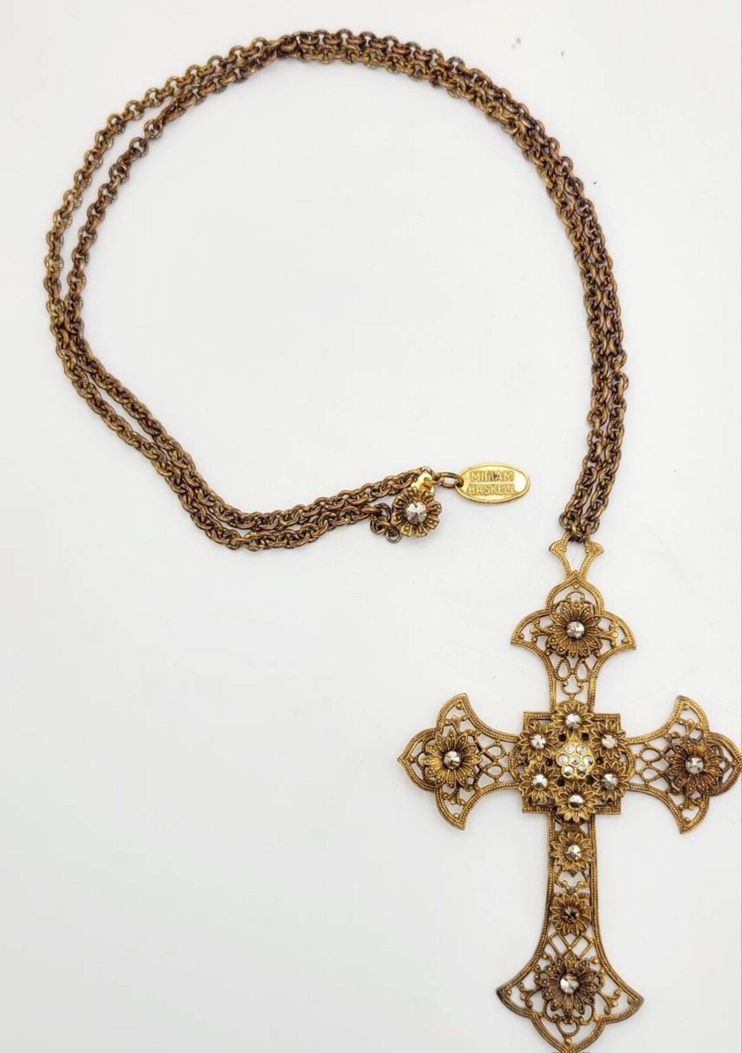 Rare Signed Miriam Haskell Marcasite and Filigree Cross - Etsy