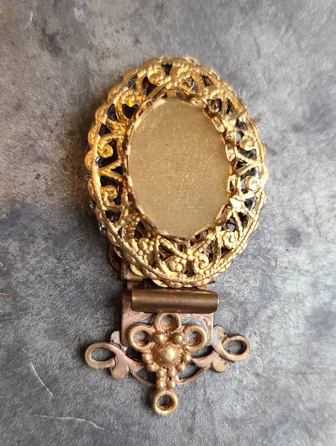 Oval Bezel and Large Filigree Multistrand Signed Miriam Haskell Clasp ...