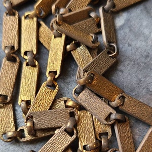Vintage Brass Flat Bar Chain ~ Textured Bar Chain ~ Aged Gold Plated ...