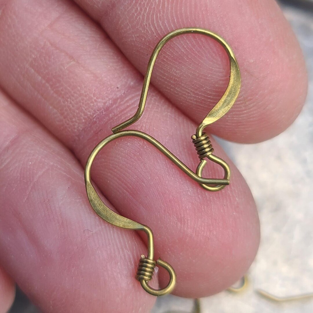 Antique Brass Hammered French Ear Wires With Wire Wrap Hooks Earring ...