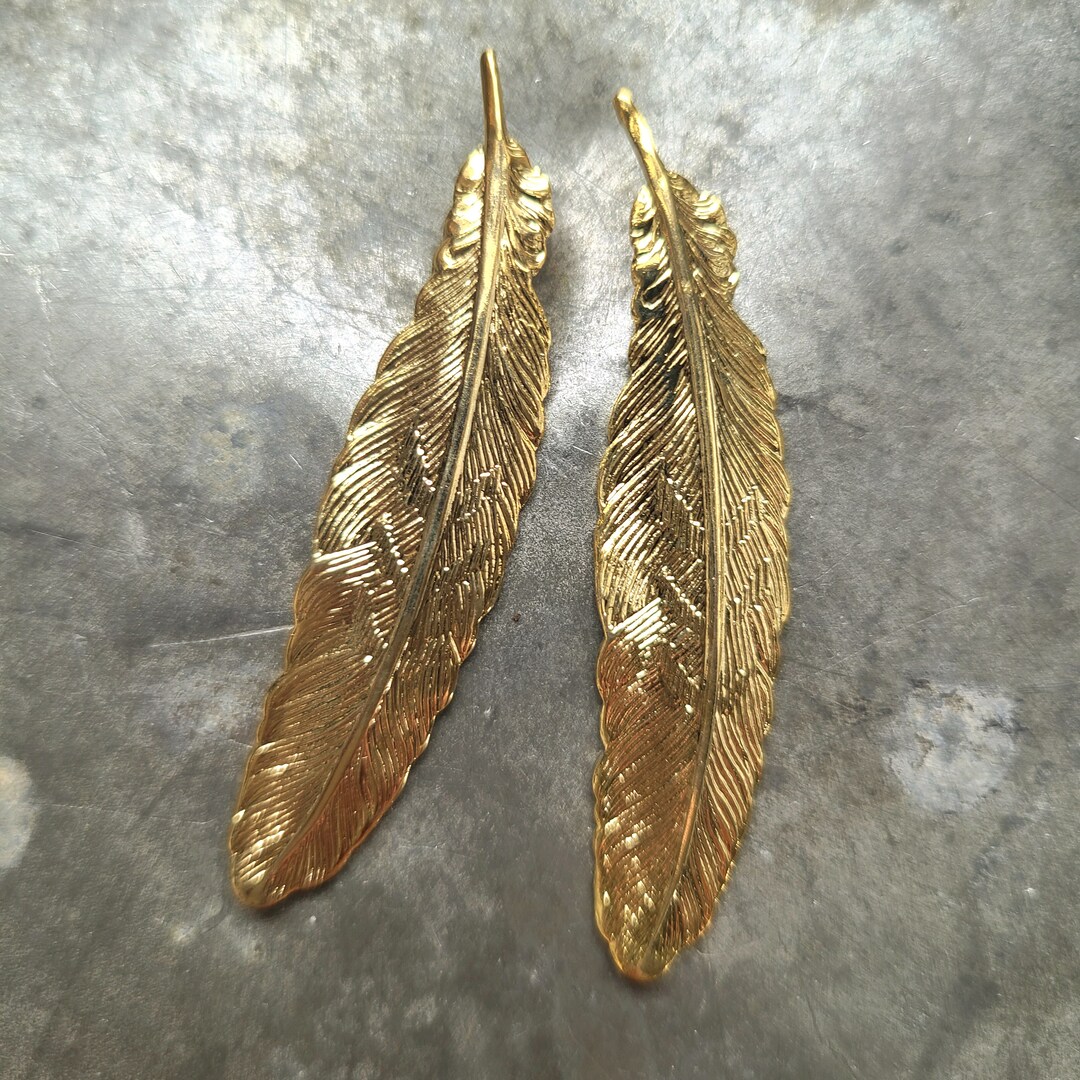Feather Stamping ~ Gold Plated Feather Charm~ Pendant ~ Boho Art ...