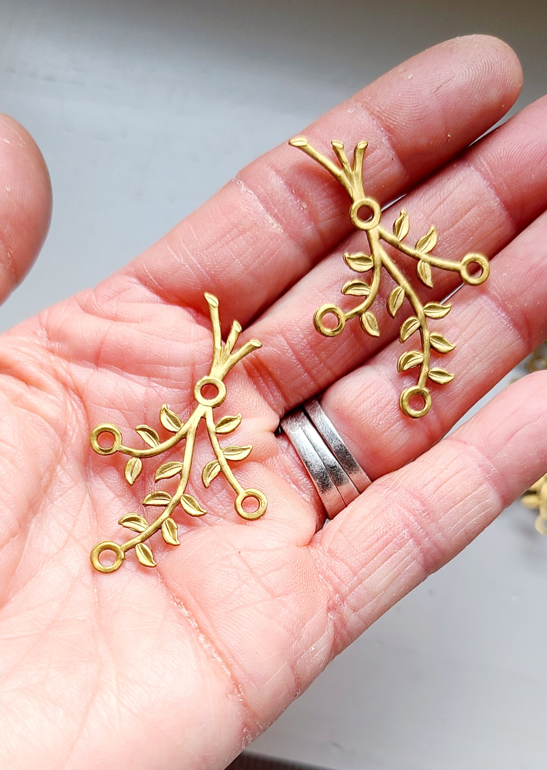 3 Branch With Leaves Rivet Finding for Flowers or Rhinestones - Etsy