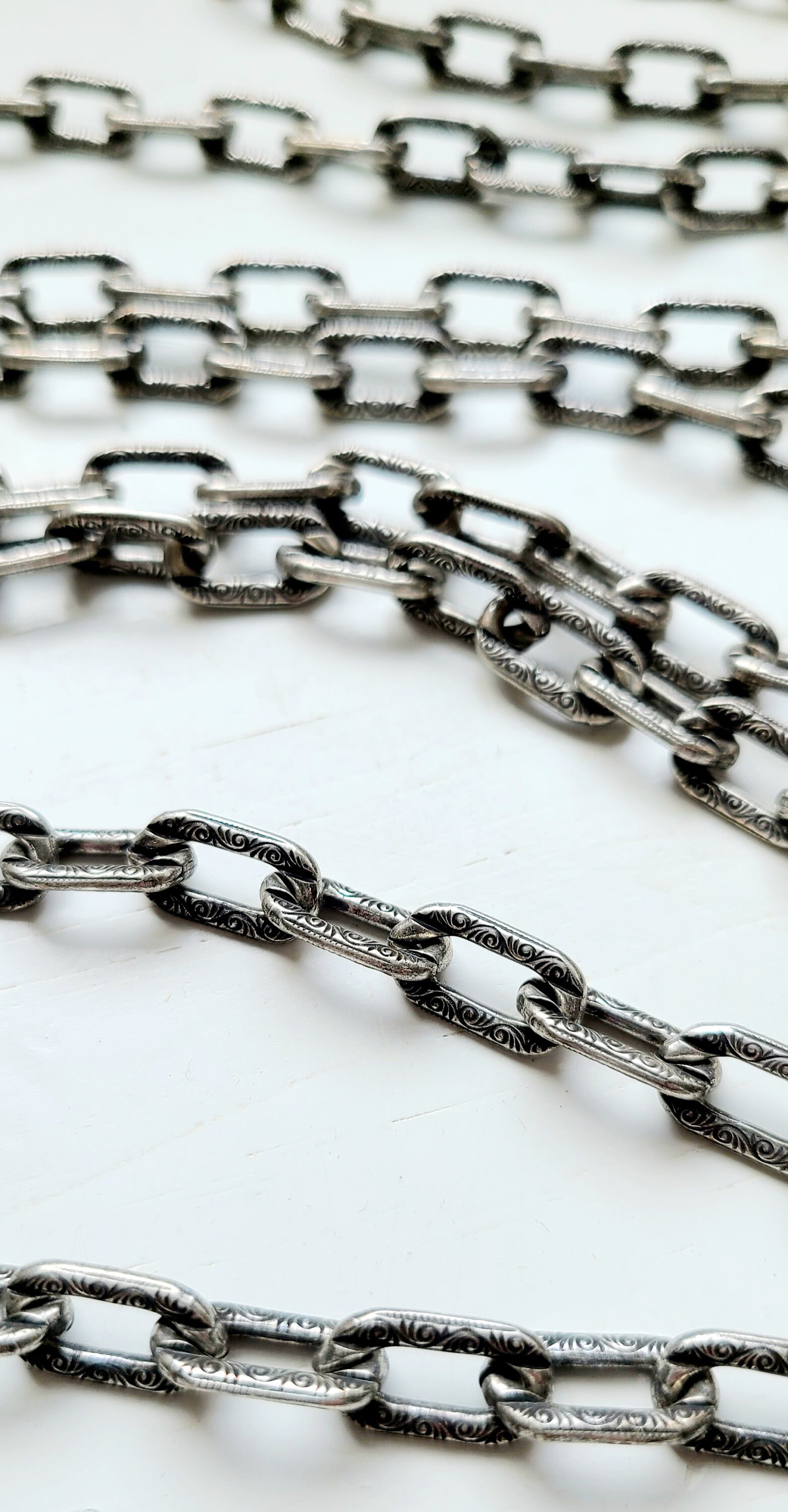 Beautifully Patterned Anchor Style Chain silver Metal Linked - Etsy