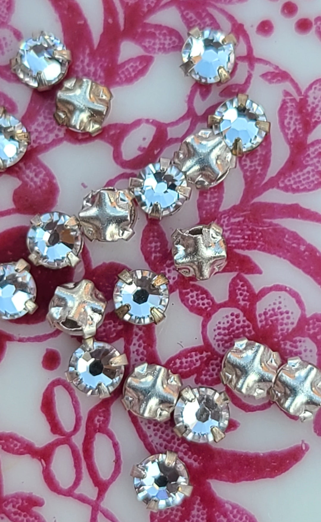 Clear Crystal Silver Rose Montees, 24 Pieces, Vintage Rose Montees ...