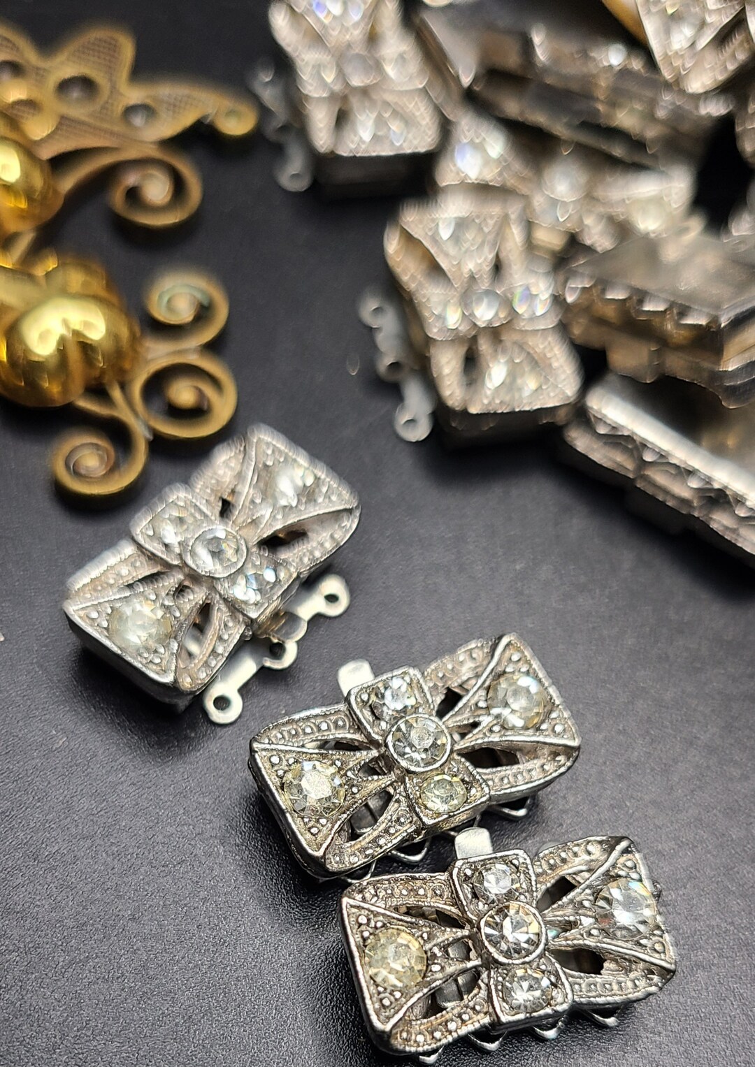 Vintage, Art Deco, Rhinestone Paste Box Clasp for Pearls or Beads ...