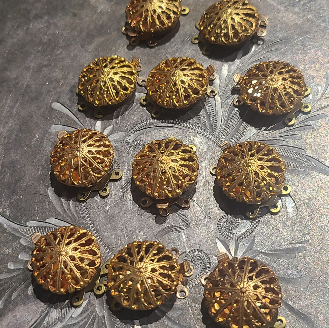 Miriam Haskell Filigree Triple Strand Gold Plate Clasp ~ Unsigned ...