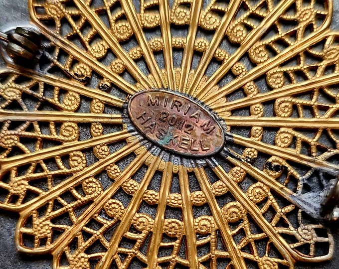 Vintage Miriam Haskell Filigree Disc Pin Brooch Working Pin Backs and ...