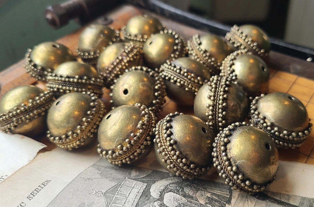 Rescued, Large, Hand Formed Brass Beads From India, Ornate, Ethnic ...