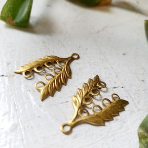 Versatile Gold Plate Miriam Haskell Two Leaf Finding With Connections Vintage Stamping 6 Pendant ...