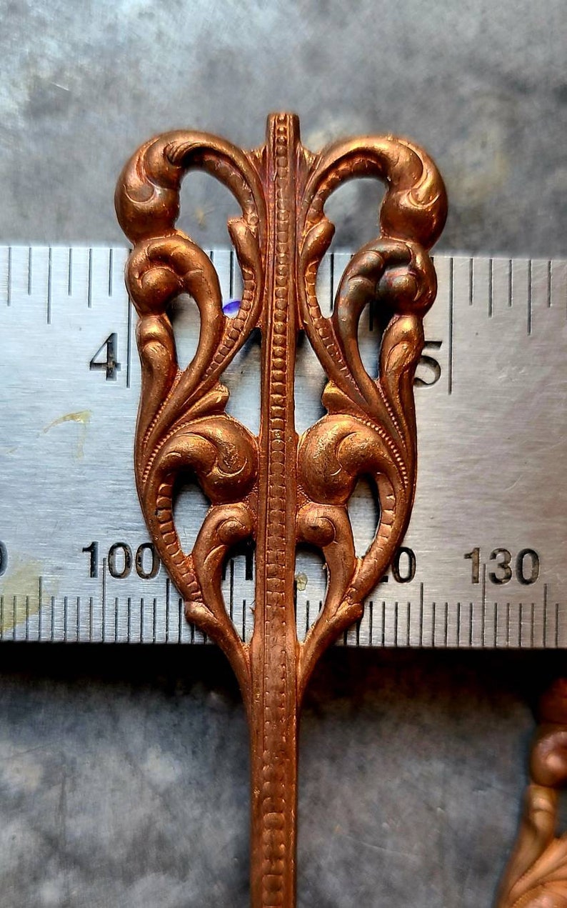 1 Vintage Raw Brass Stamping ~ Large Victorian Style Arrow ~ Ornate ...