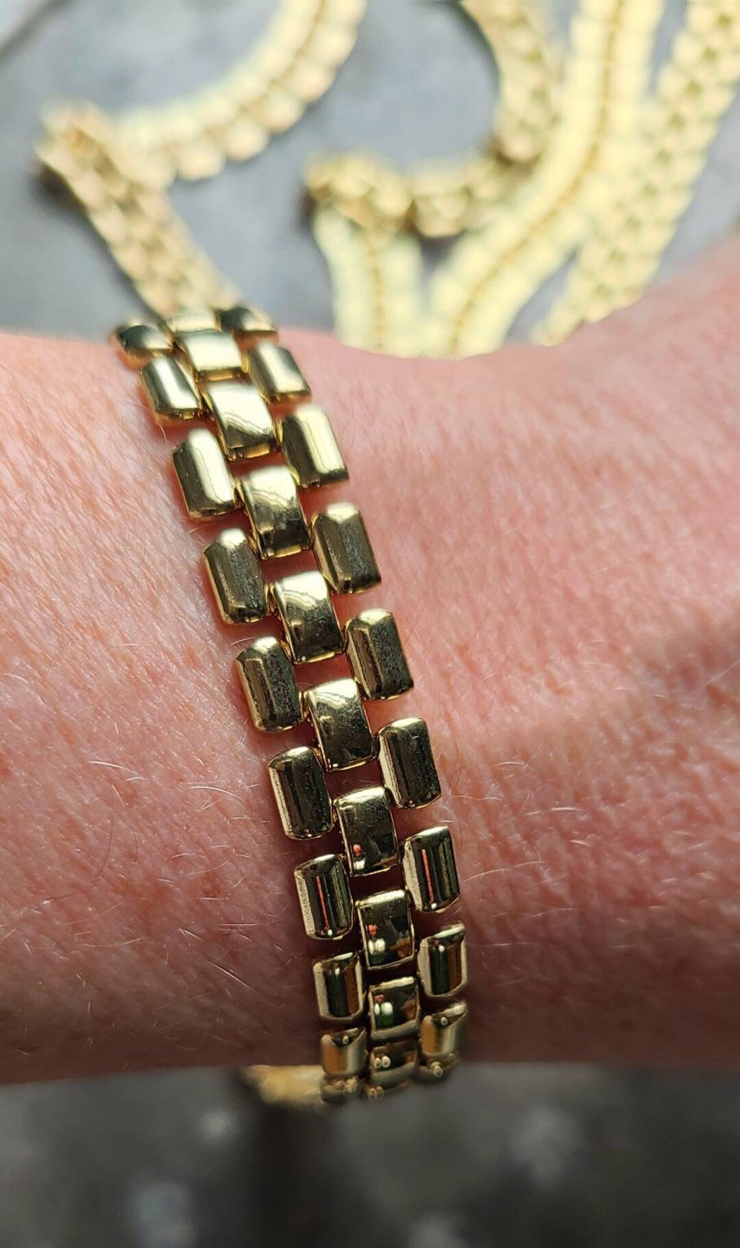 Vintage Polished Gold Plate Watch Chain ~ Book Chain ~ Flat Book Chain ...