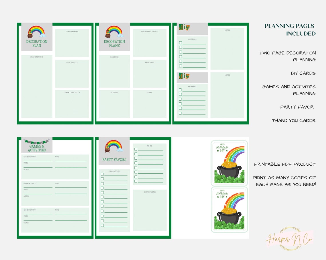 Printable St. Patrick's Day Party Planner and Decorations - Etsy