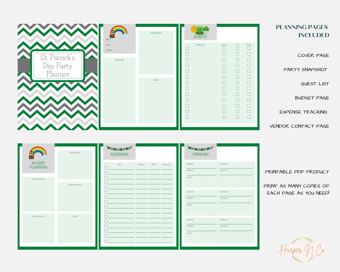 Printable St. Patrick's Day Party Planner and Decorations - Etsy