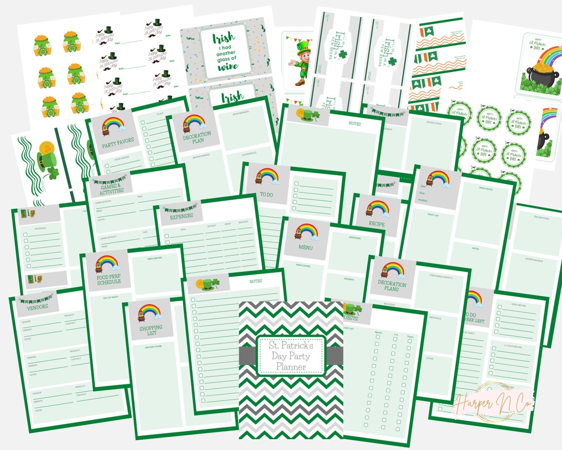 Printable St. Patrick's Day Party Planner and Decorations - Etsy