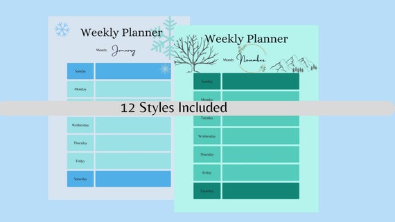 Printable Weekly Planner. Custom Template for Every Month | Etsy