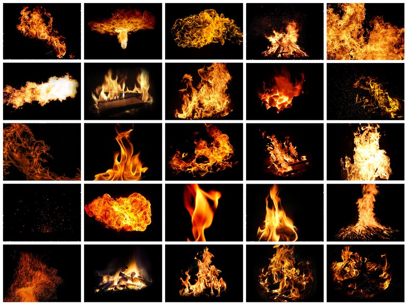 92 Fire Overlays, Realistic Fire, Fire Green - Etsy
