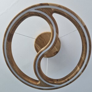 Oak Wood Pendant Round Light, Ivylux Unique Ceiling Lamp for Living ...