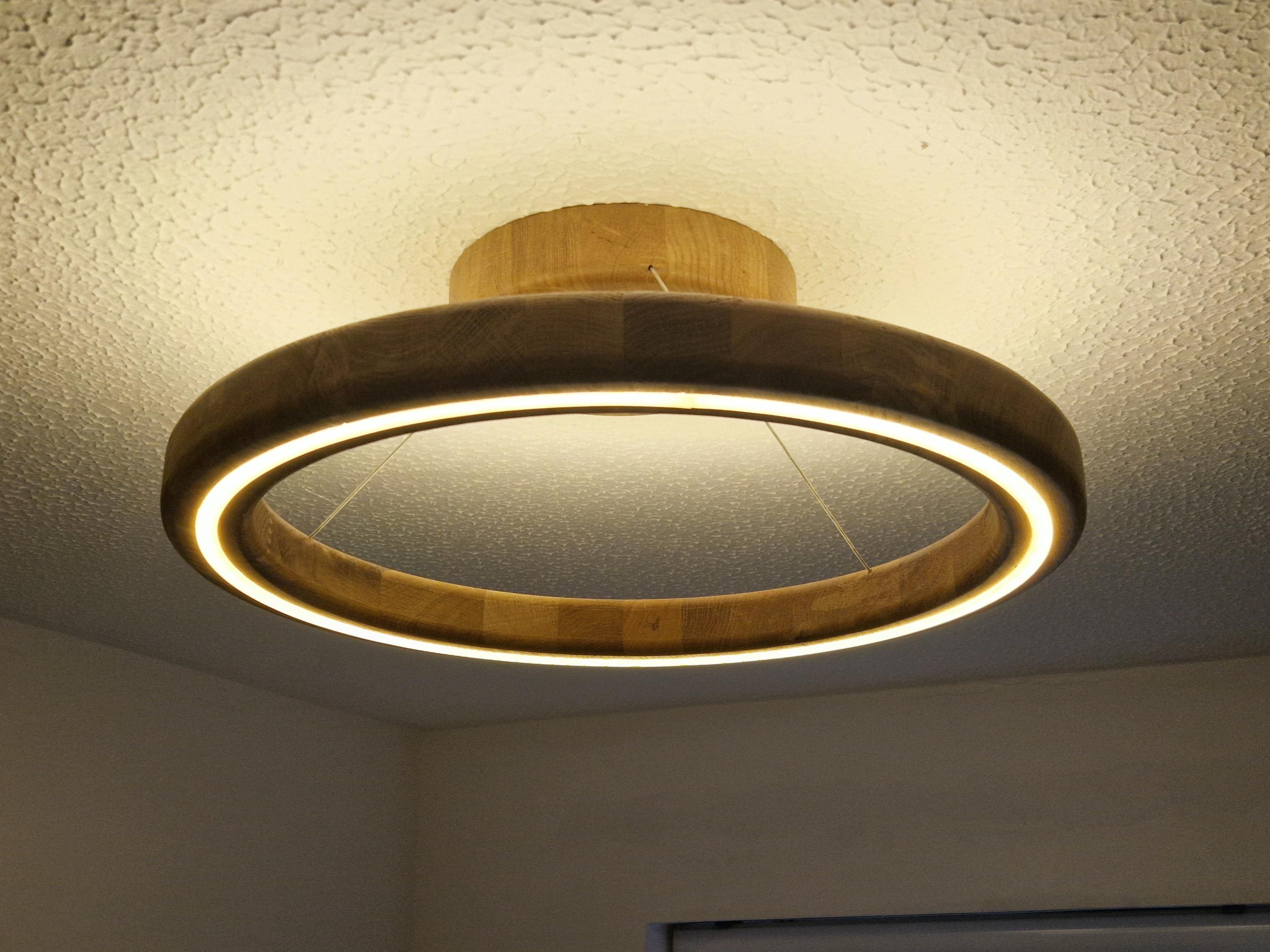 Handcrafted Oak Wood LED Ceiling Light - Round Wooden Chandelier - Etsy