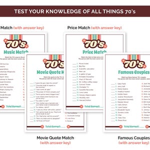 70s Party Games, Printable Games Bundle for a Retro 70s Theme Party ...