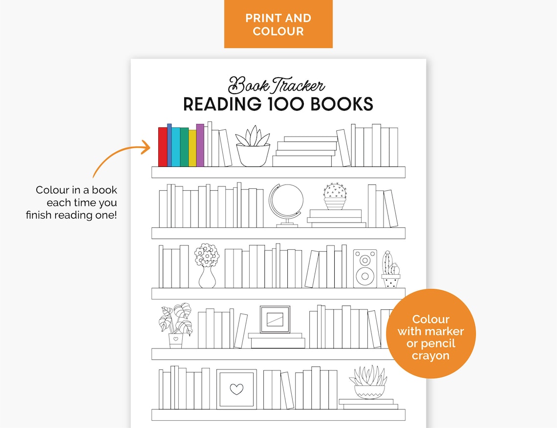 Book Tracker Printable Reading Tracker 100 Books Challenge - Etsy Canada