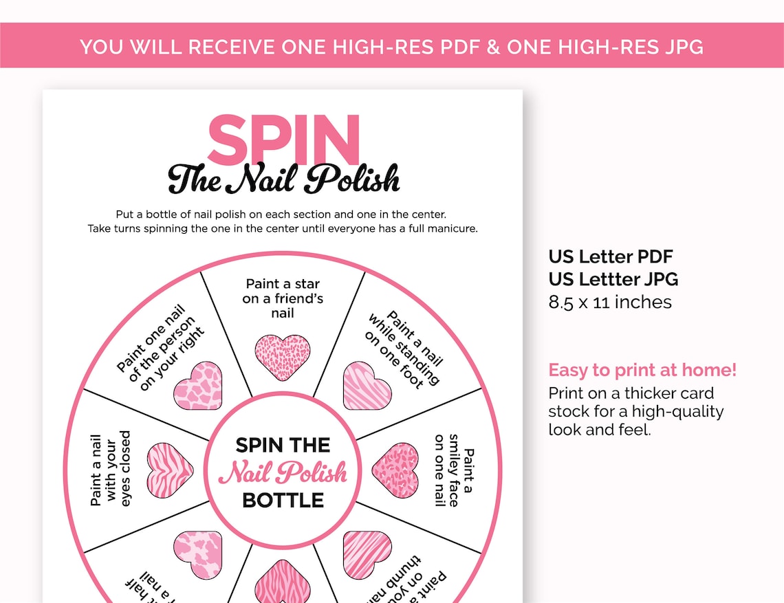 Spin the Nail Polish Game, Printable Sleepover Game for Tween & Teenage ...
