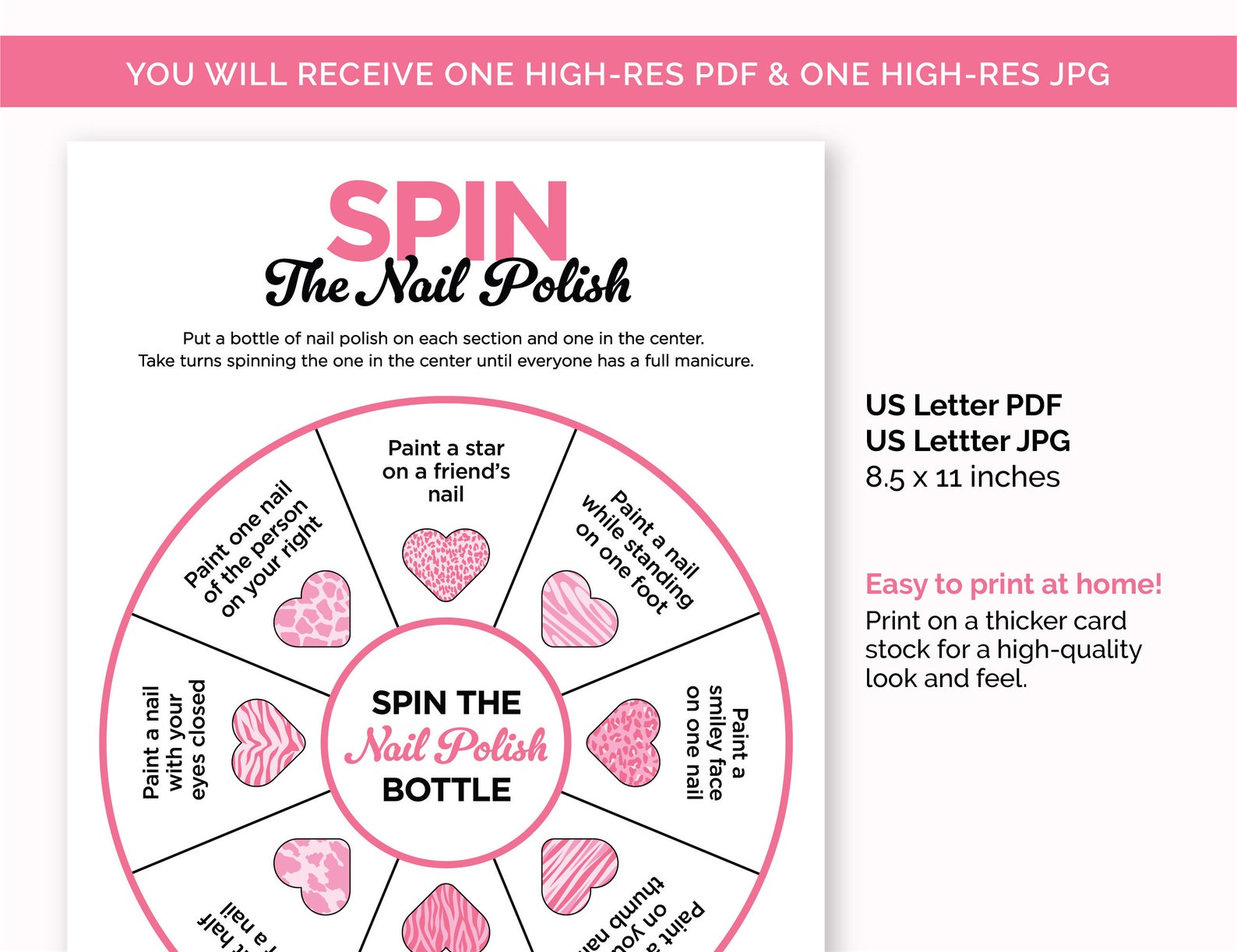 Spin the Nail Polish Game, Printable Sleepover Game for Tween & Teenage ...