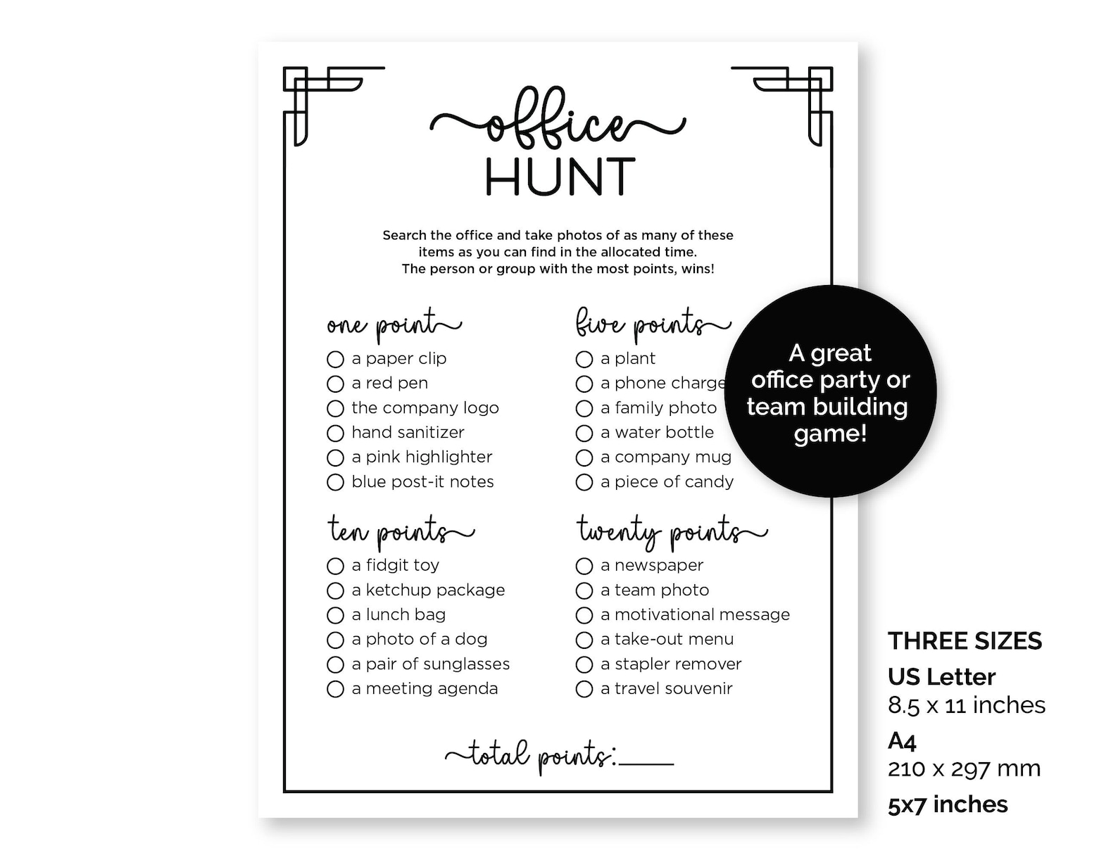Office Scavenger Hunt, Printable Photo Scavenger Hunt for an Office ...