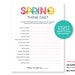 Spring Think Fast Game, Printable Quick Think Spring Party Game for ...