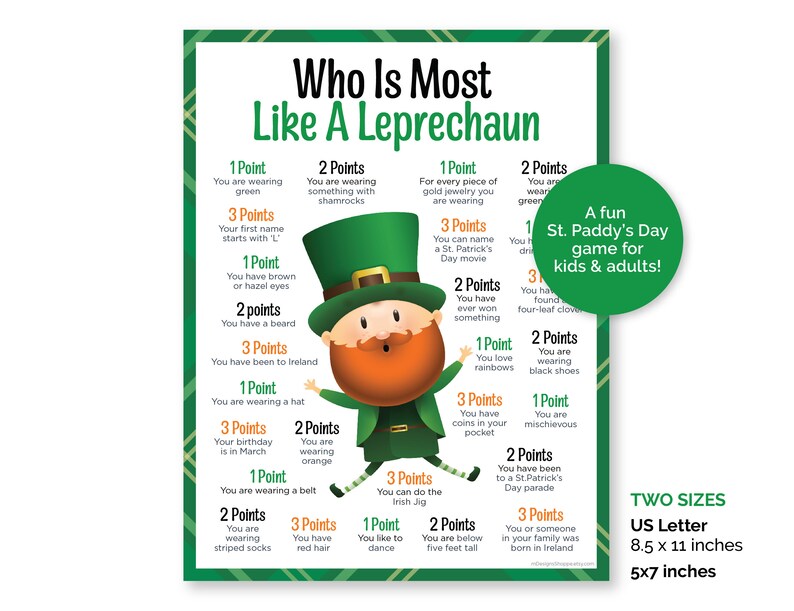 Who is Most Like A Leprechaun, Printable St. Patricks Day Game for ...