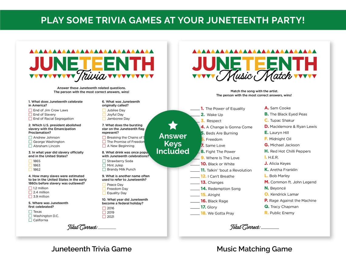 Juneteenth Games, Printable Game Bundle for Family or Classroom ...