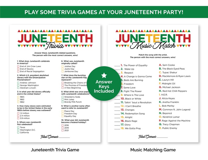 Juneteenth Games, Printable Game Bundle for Family or Classroom ...