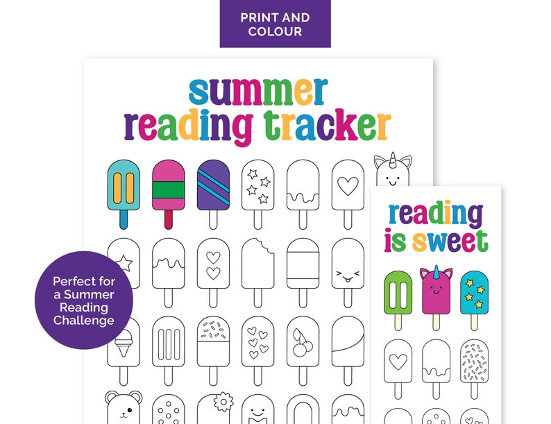 Summer Reading Tracker for Kids, Printable Book Tracker and Colouring ...
