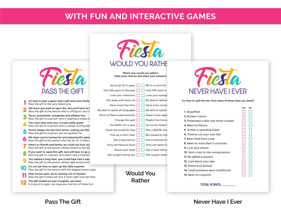 Fiesta Games Bundle, Printable Mexican Party Games for a Fiesta ...