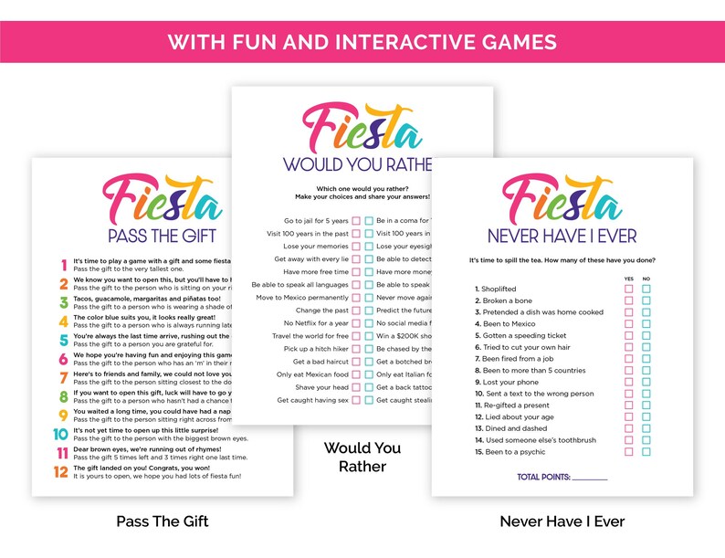 Fiesta Games Bundle, Printable Mexican Party Games for a Fiesta ...