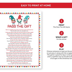 Christmas Pass the Gift Game, Printable Pass the Present Holiday Party ...