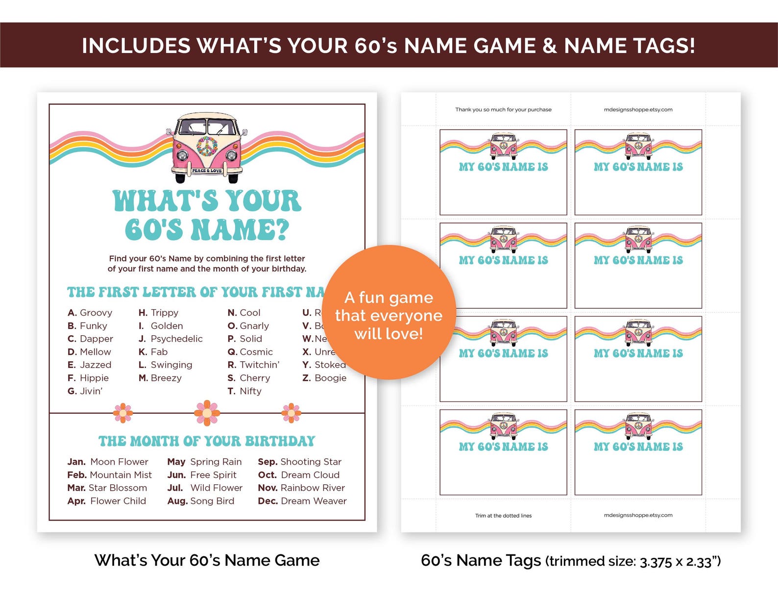 60s Party Games, Printable Games Bundle for a 60s Theme Party, Back to ...