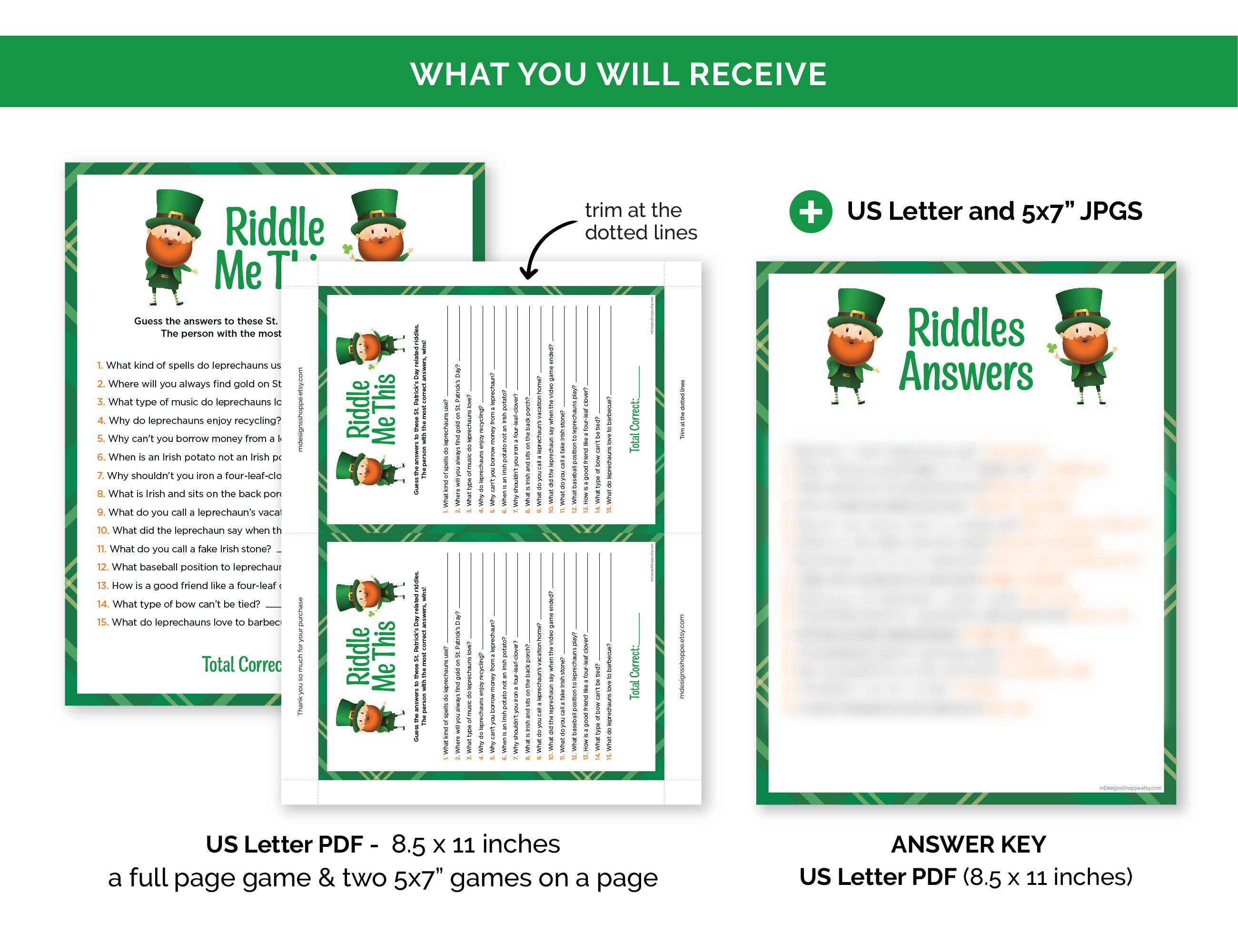 St. Patrick's Day Riddles, Printable Riddle Me This Game for a St ...