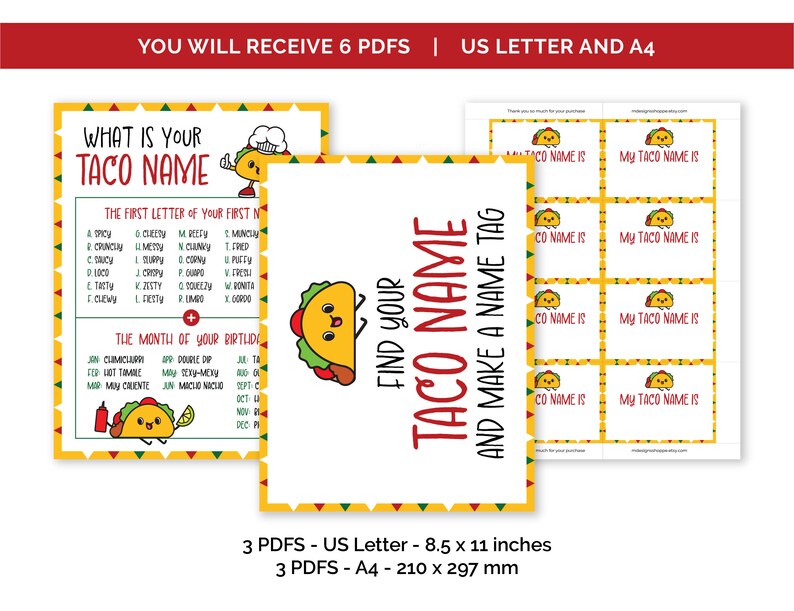 What is Your Taco Name Game A Printable Game for Cinco De - Etsy