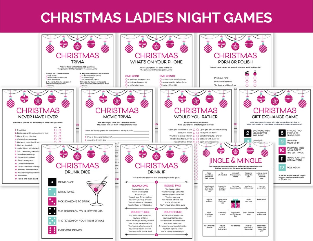 Christmas Ladies Night Games, Printable Games Bundle for a Holiday ...