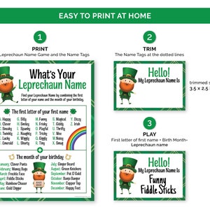 What's Your Leprechaun Name Game, Printable St. Patrick's Day Party ...