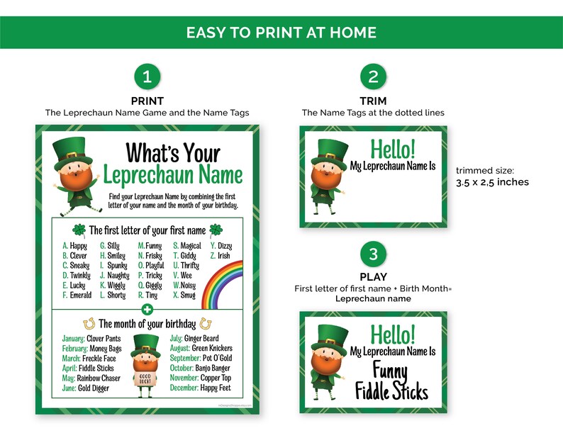 What's Your Leprechaun Name Game, Printable St. Patrick's Day Party ...