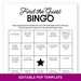 Editable Find the Guest Bingo, Icebreaker Game for Parties, Find ...